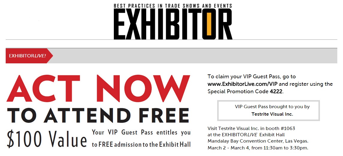 Testrite Visual | News & Views Blog | Free Exhibitor 2015 Passes