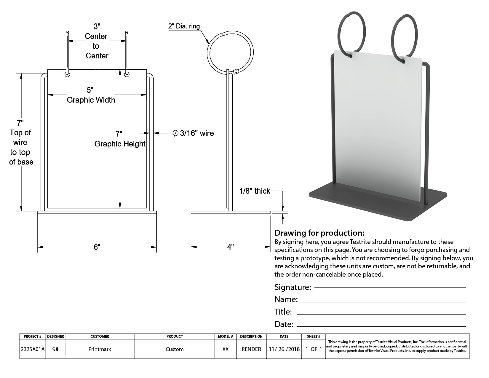Testrite Visual | Countertop Menu Holder Display Example